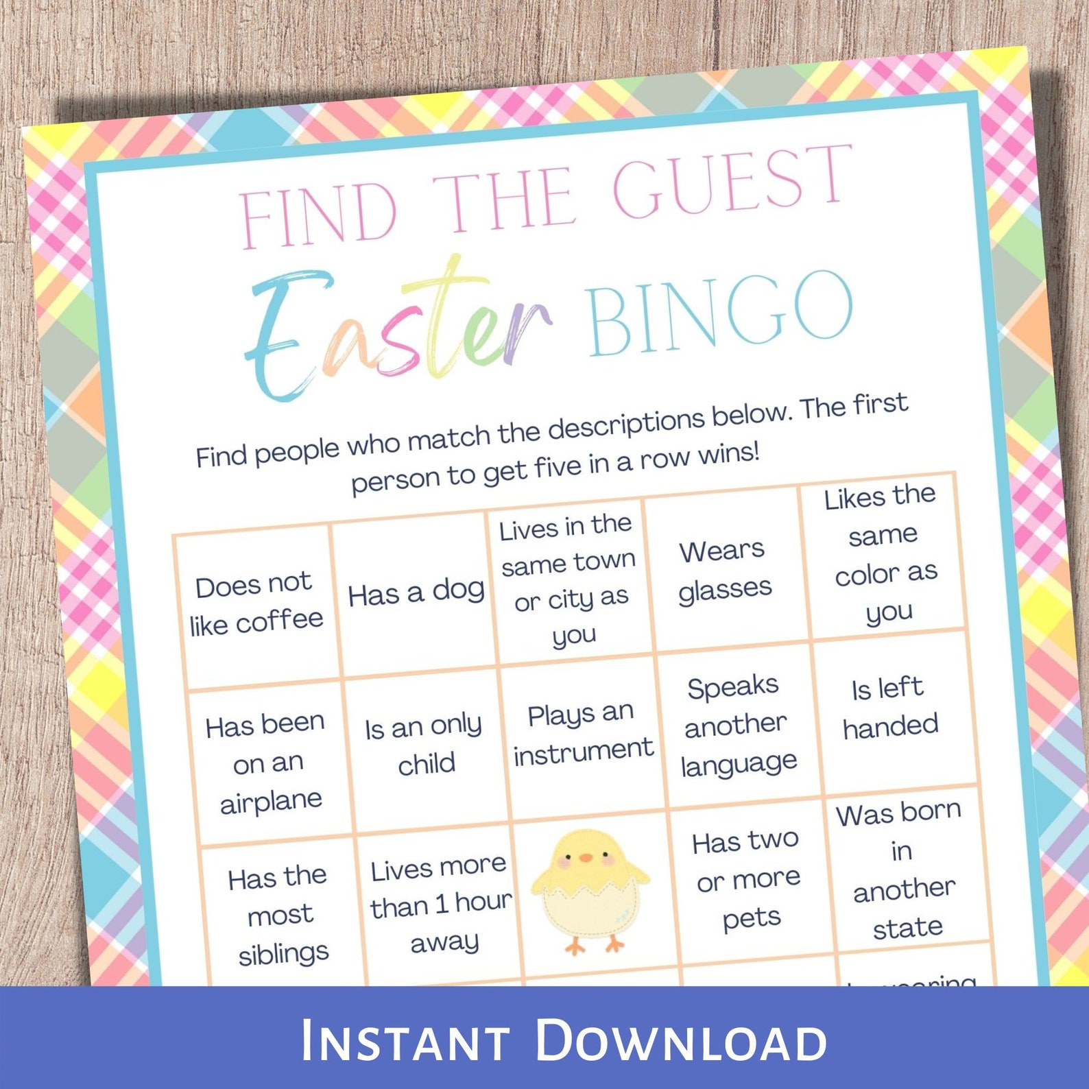Easter Games Printable, Find the Guest Bingo, Easter Games for Adults ...
