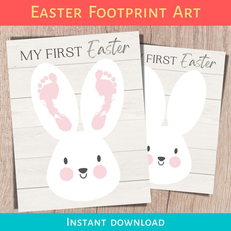 Easter Footprint Craft, Easter Printable Footprint, My First Easter ...