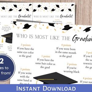 Graduation Games Printable, Graduation Party Games, Class of 2023, Who ...