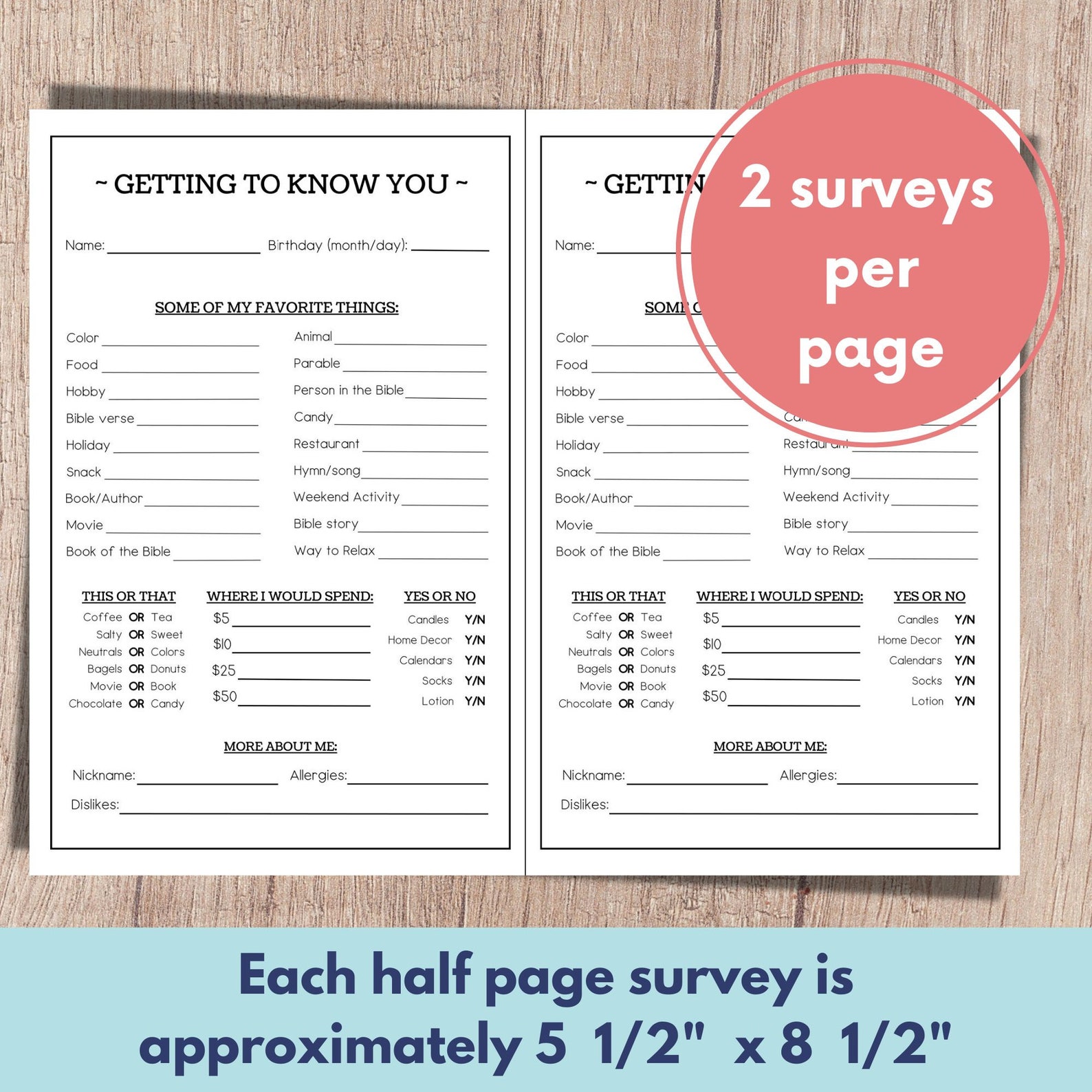 Secret Sister Church Questionnaire, Womens Ministry, Church Gift ...