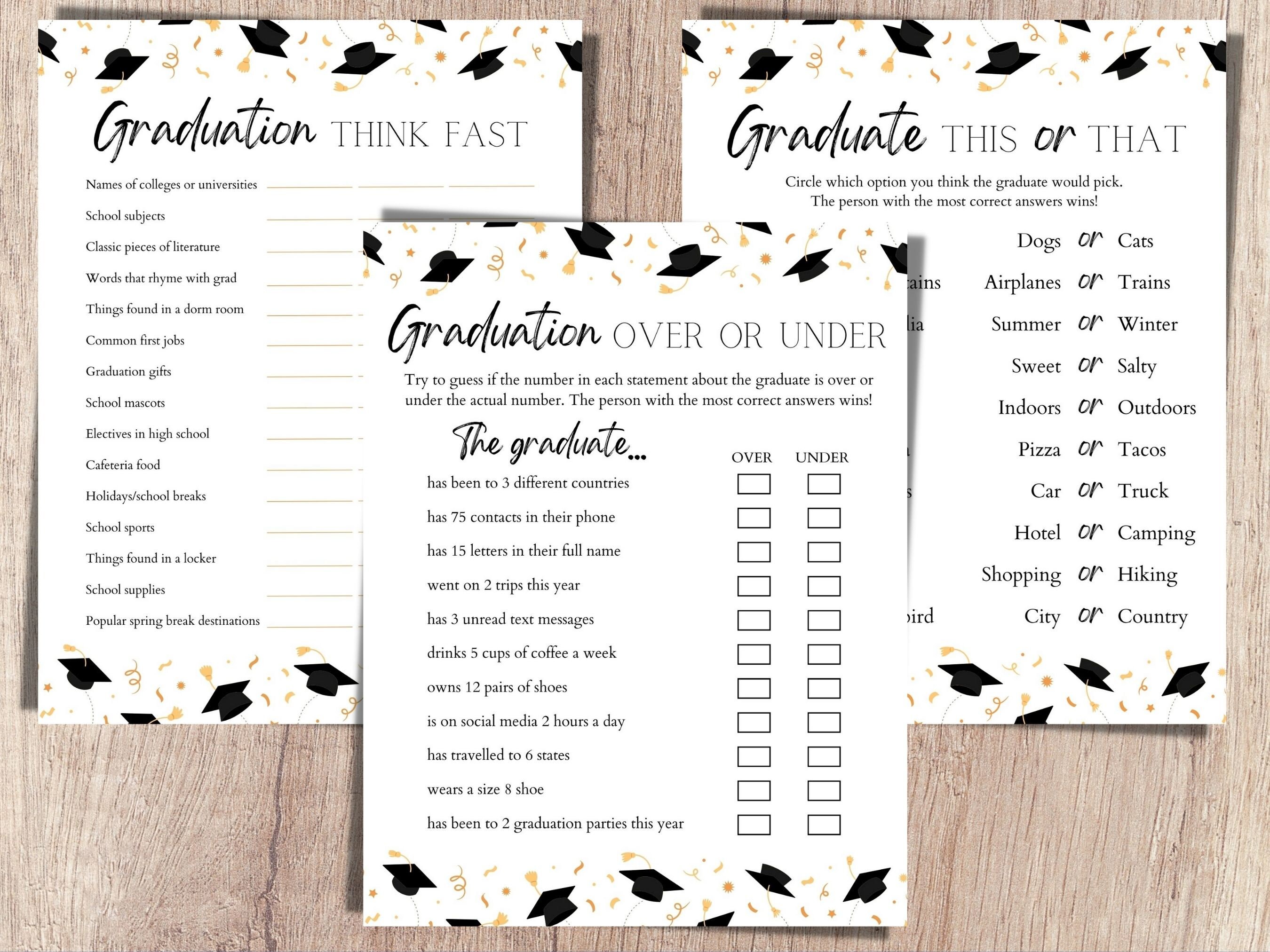 Graduation Games Graduation Bundle Printable Grad Game Pass - Etsy