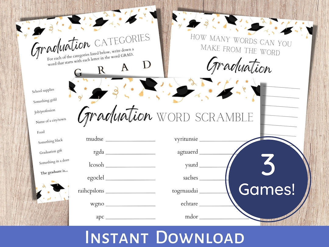 Graduation Games Word Scramble Graduation Games Printable - Etsy