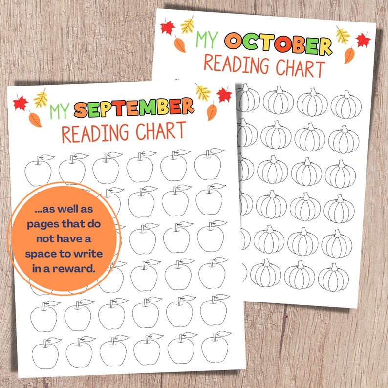 Fall Reading Chart Fall Reading Challenge Reading Log for - Etsy