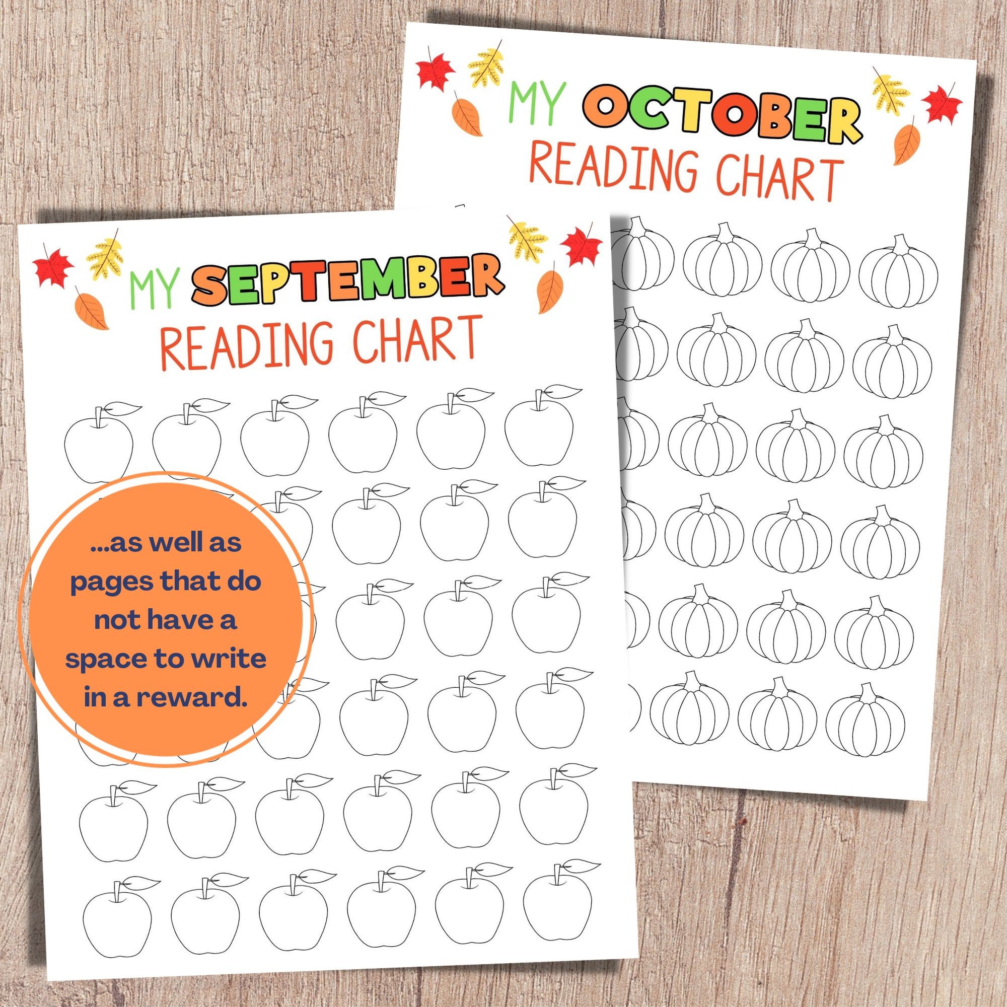 Fall Reading Chart Fall Reading Challenge Reading Log for - Etsy