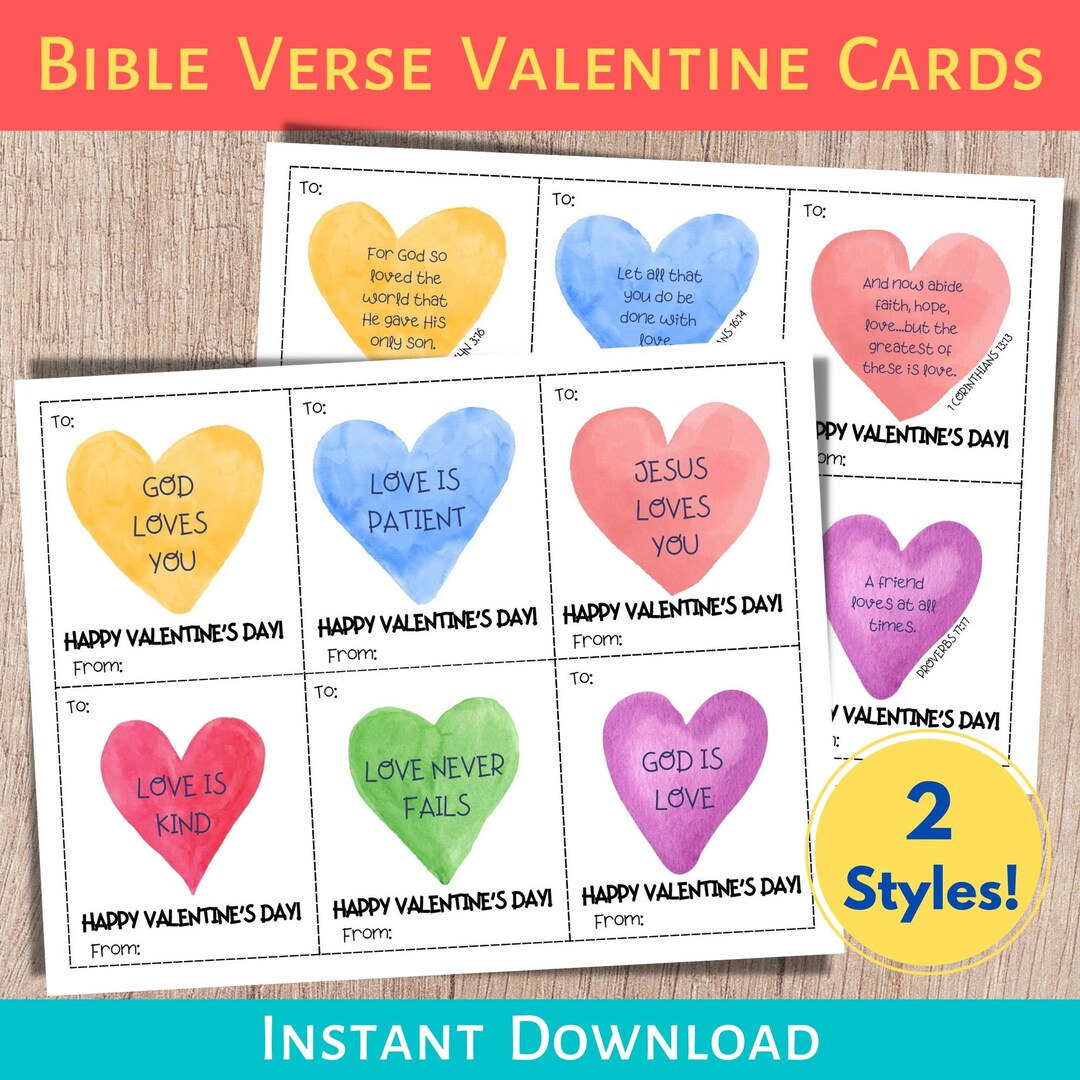 Kids Valentines Cards, Printable Bible Verse Valentine, Christian ...