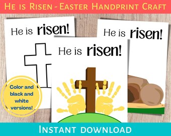 Easter Handprint Craft for Kids He is Risen Empty (Instant Download) - Etsy