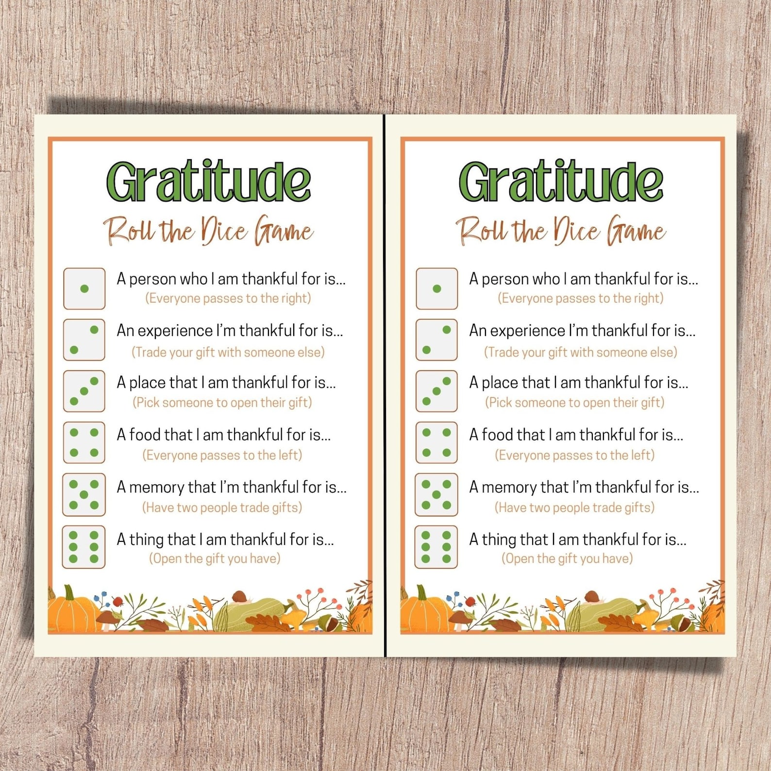 Thanksgiving Gratitude Game, Gratitude Dice Game, Thanksgiving Dice ...