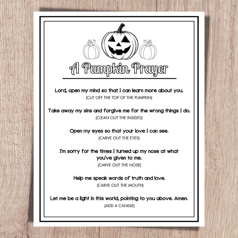 Pumpkin Prayer, Halloween Tracts, Religious Halloween, Pumpkin ...