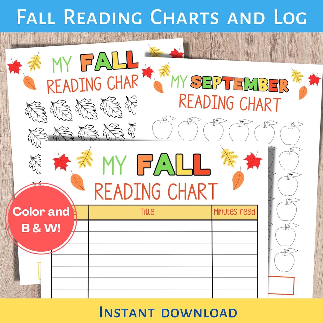 Fall Reading Chart, Fall Reading Challenge, Reading Log for Kids ...