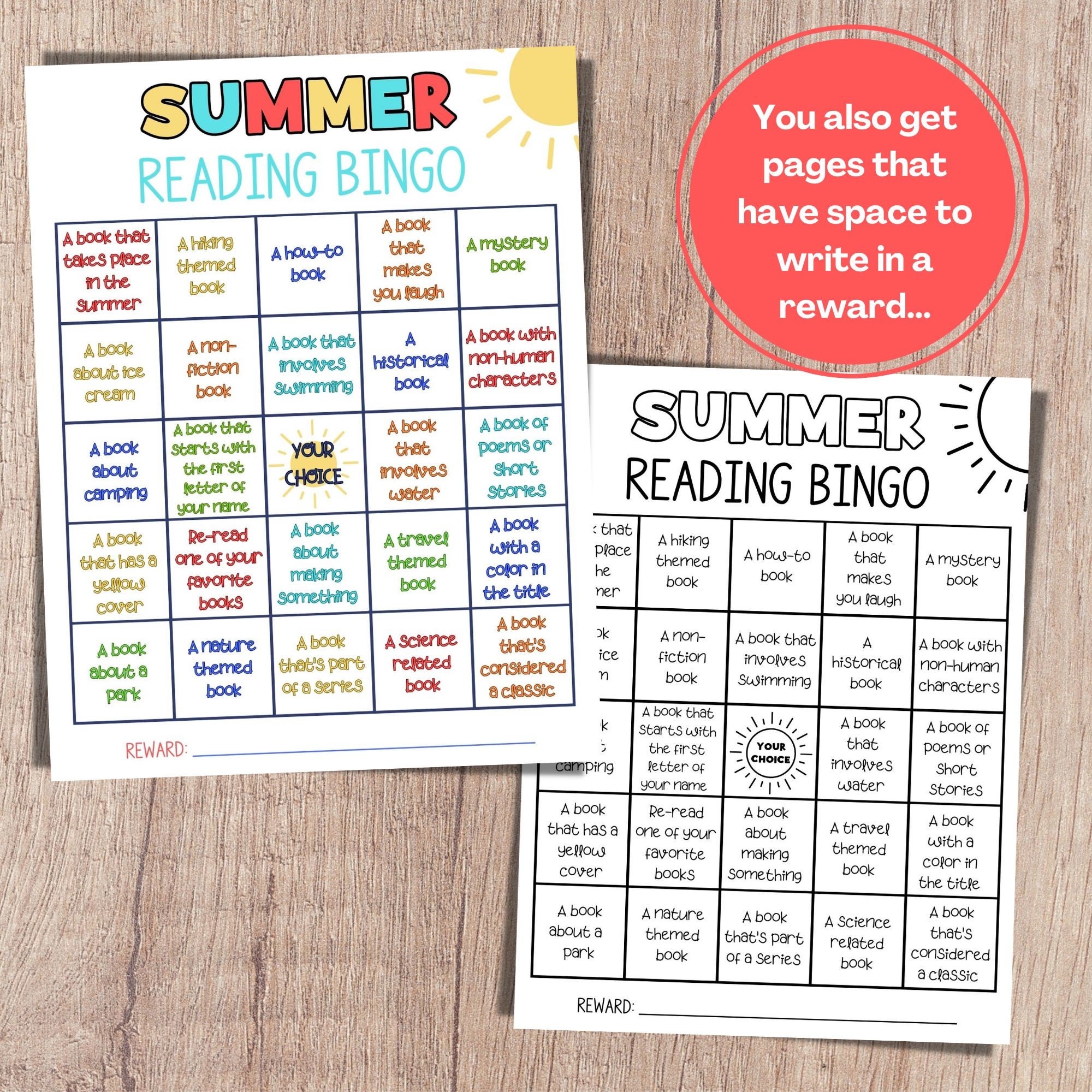 Summer Reading Log, Kids Reading Chart, Summer Reading Bingo, Summer ...