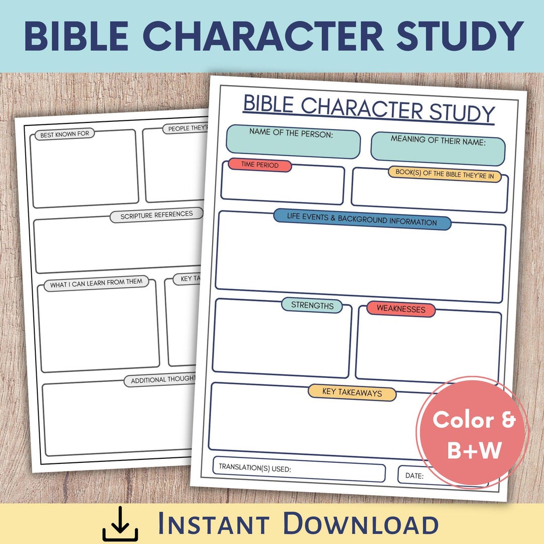 Bible Character Study Template, Character Bible Study, Bible Character ...