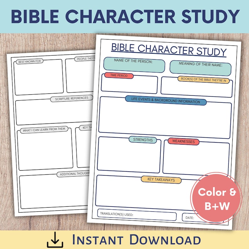Bible Character Study Template, Character Bible Study, Bible Character ...
