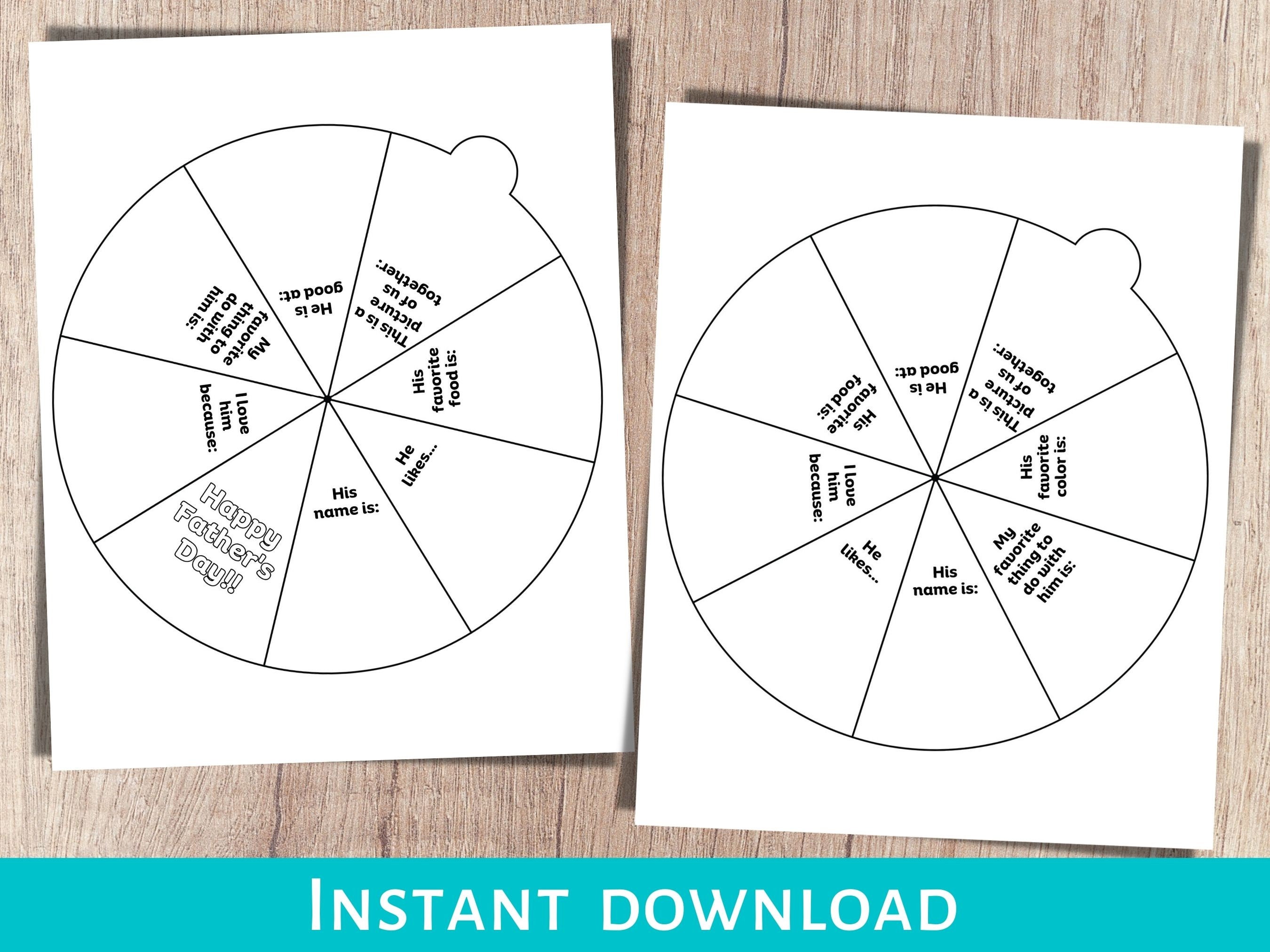 All About My Dad Coloring Wheel Fathers Day Printable Craft - Etsy