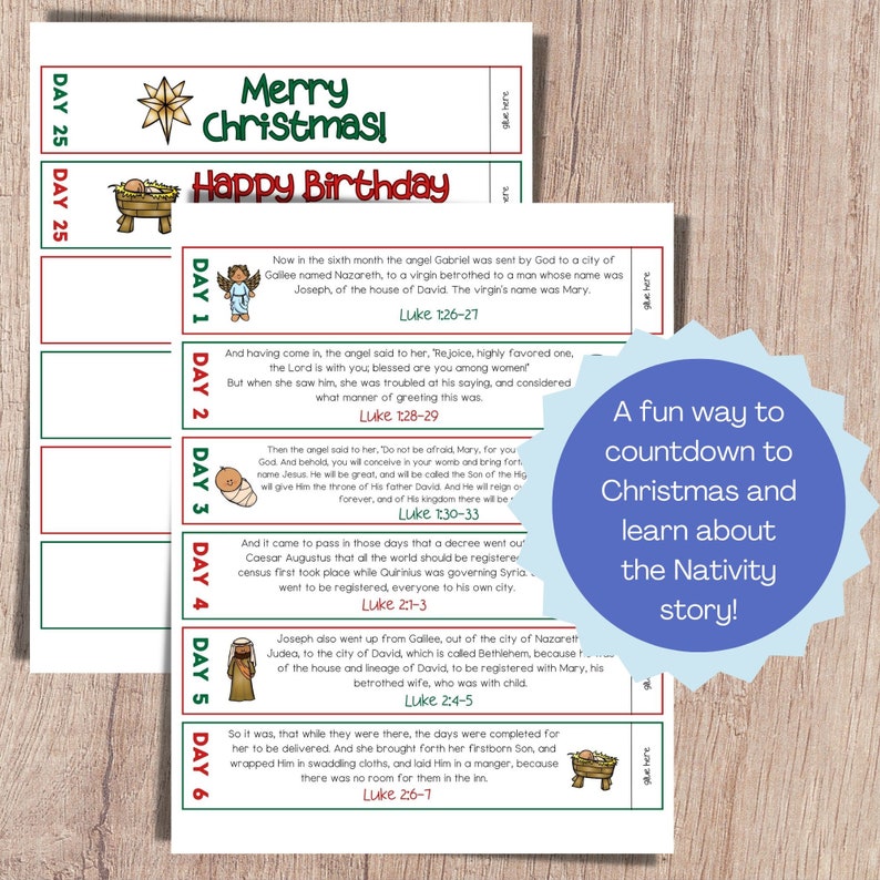Paper Chain Advent Calendar, Nativity Printable, Advent Calendar for ...