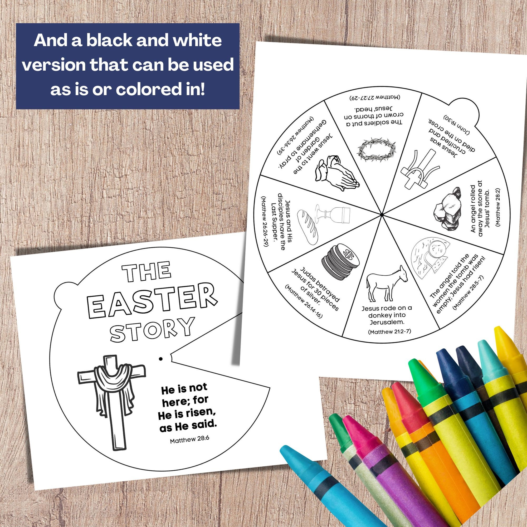 Easter Story Wheel Craft, Easter Spinner Wheel, Easter Activity, Holy ...