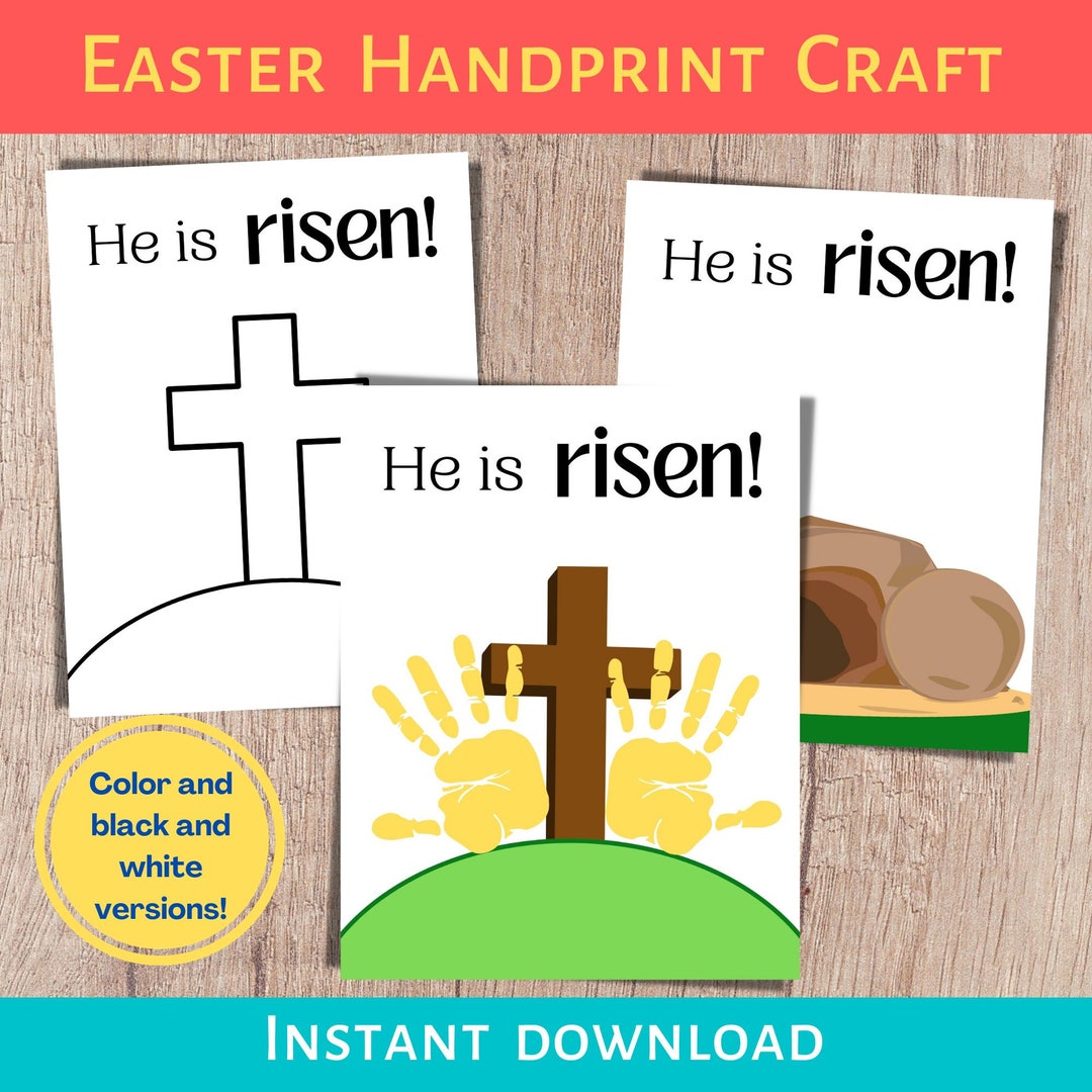 Easter Handprint Craft, Easter Bible Story, Holy Week for Kids, He is ...