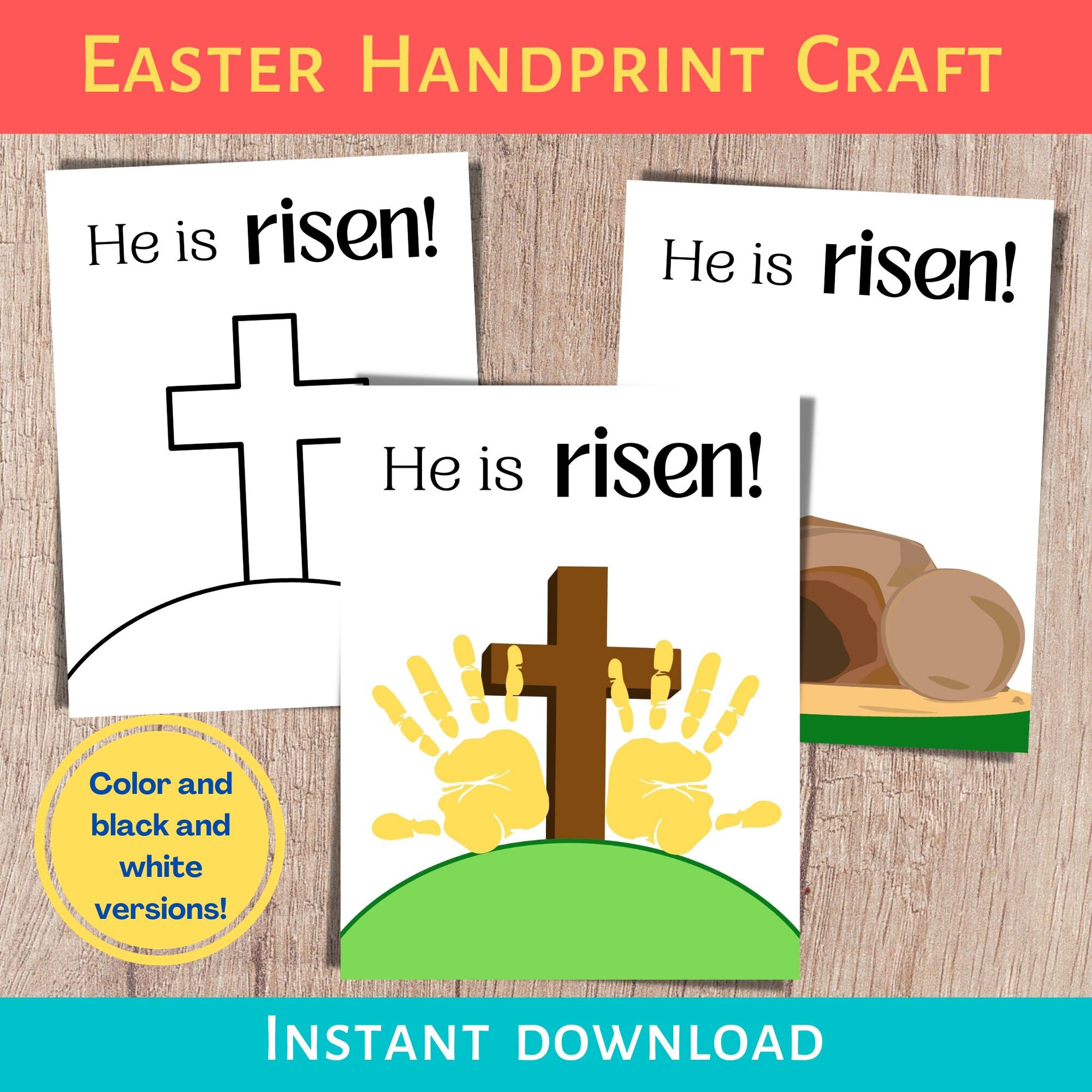 Easter Handprint Craft, Easter Bible Story, Holy Week for Kids, He is ...