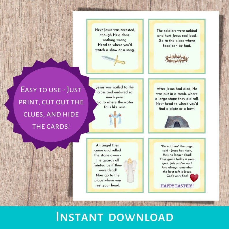 Easter Scavenger Hunt, Easter Bible Game, Printable Easter Game ...