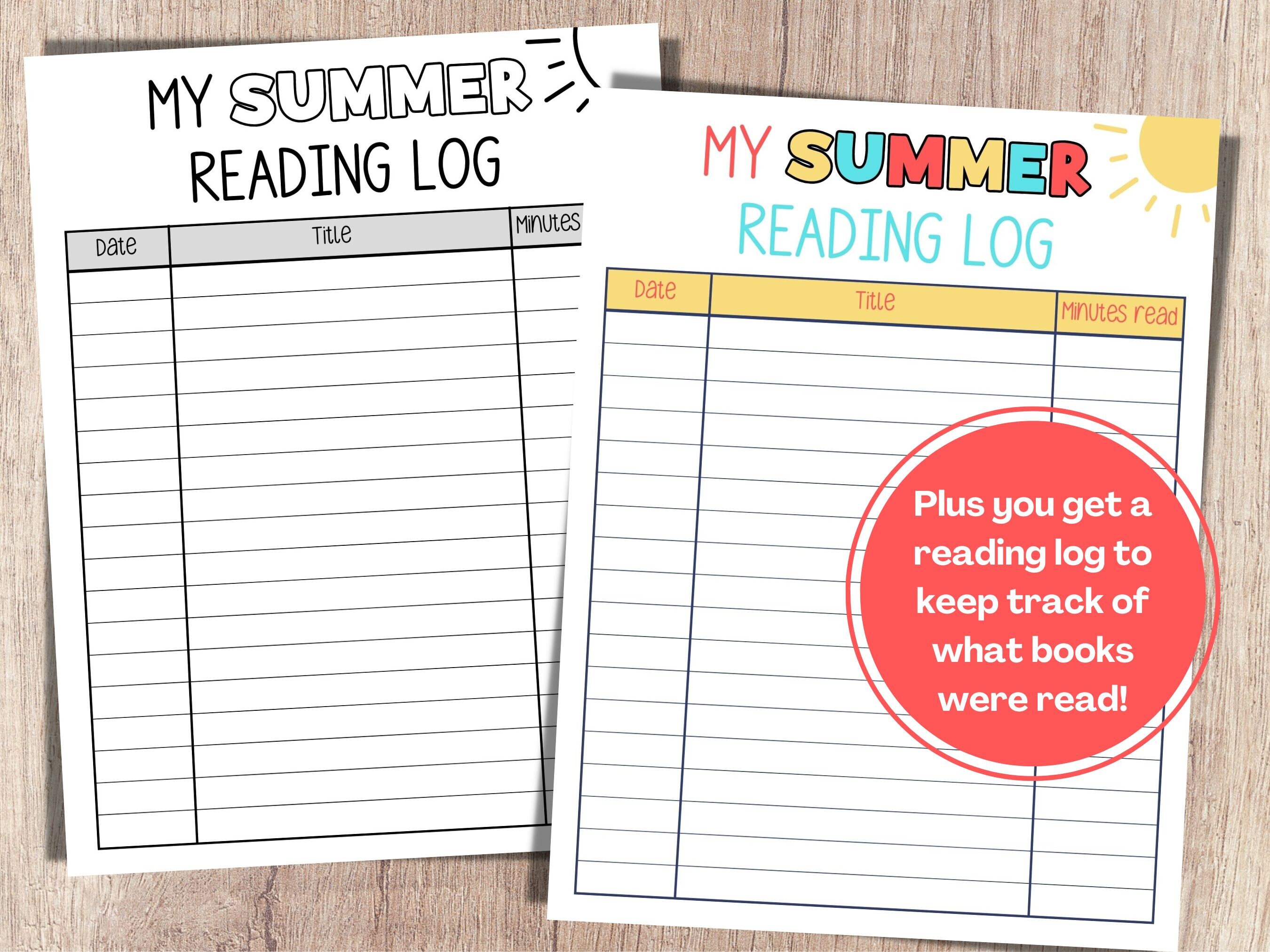 Summer Reading Chart, Summer Reading Challenge, Reading Log for Kids ...