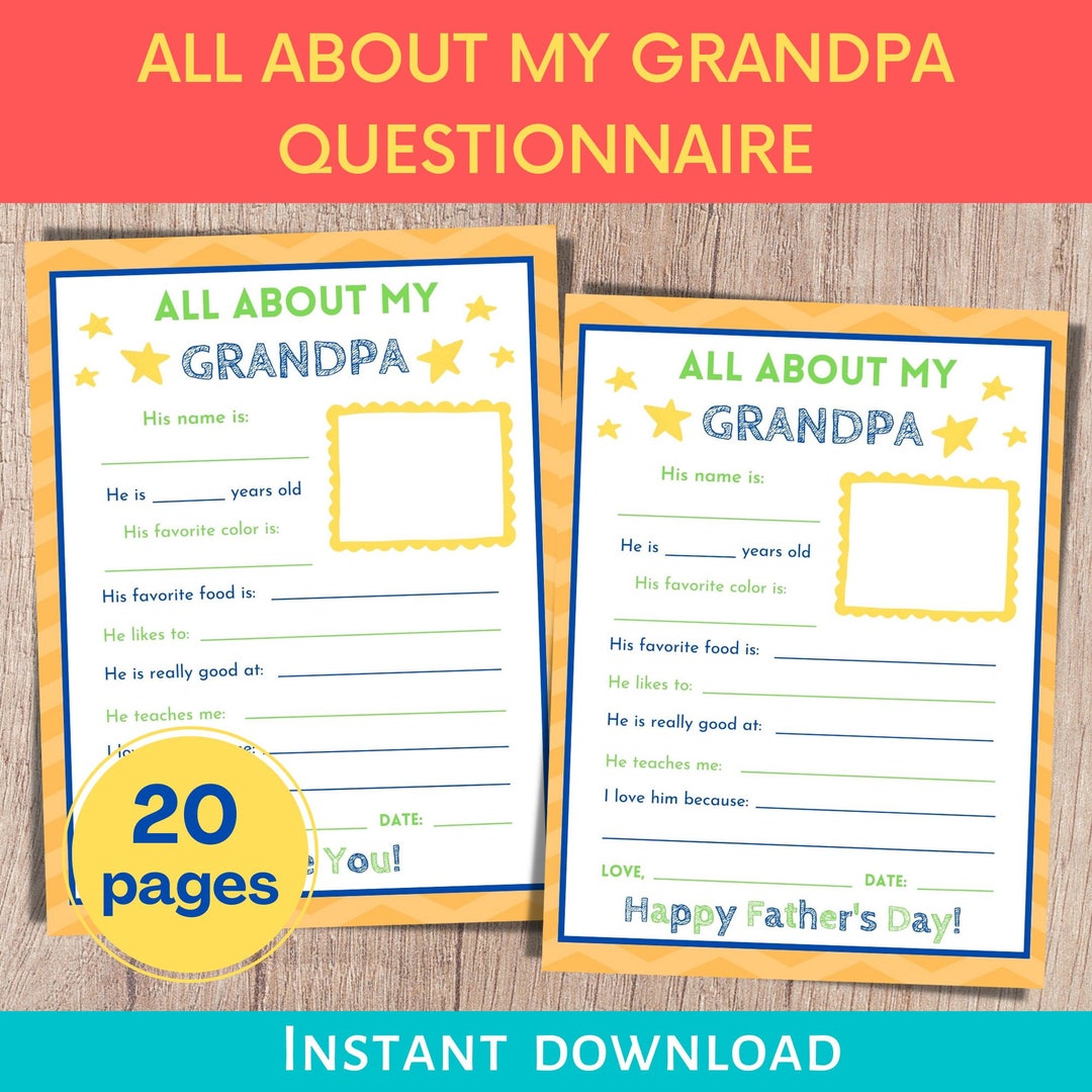 All About My Grandpa, Fathers Day Printable Craft, Grandparents Day ...