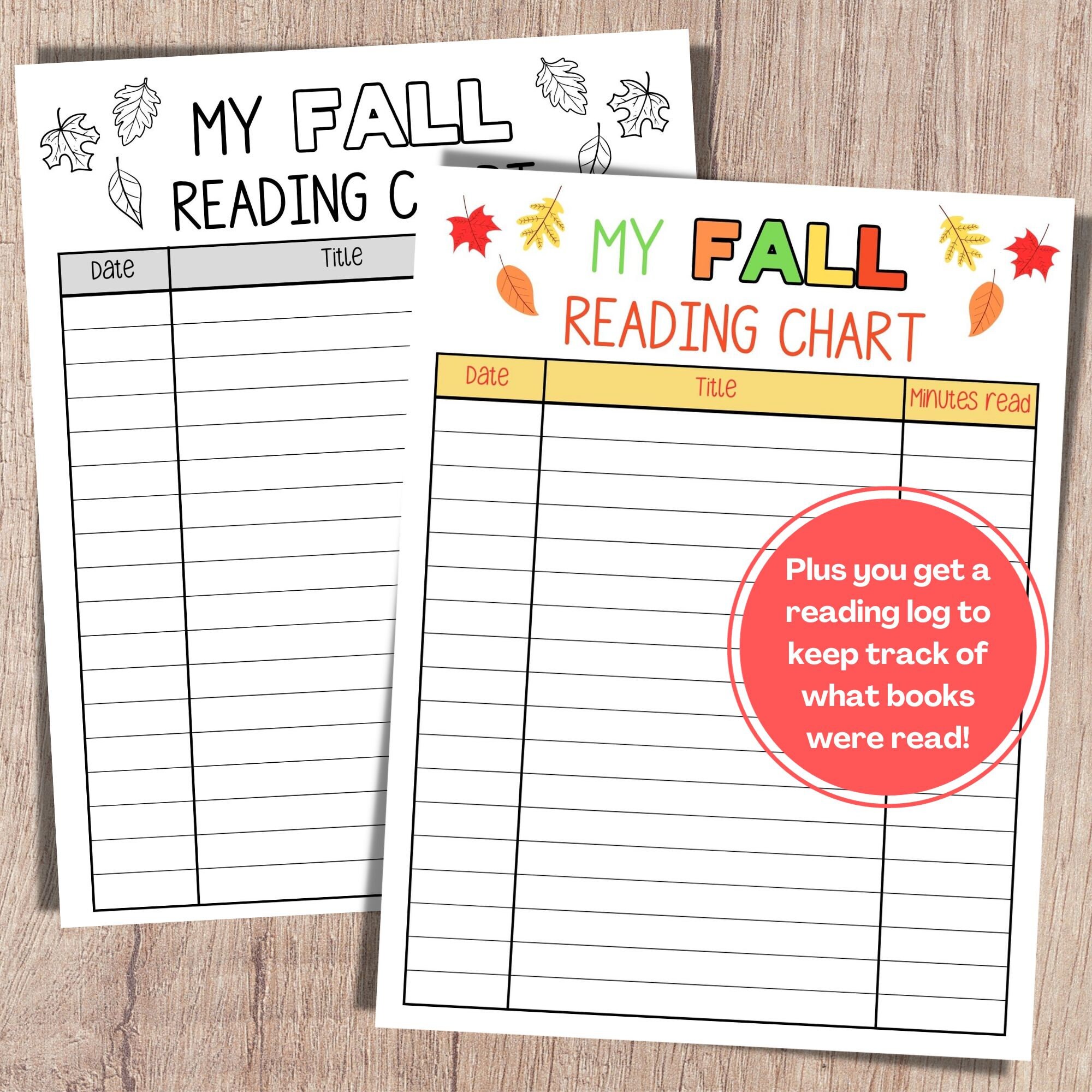 Fall Reading Chart Fall Reading Challenge Reading Log for - Etsy