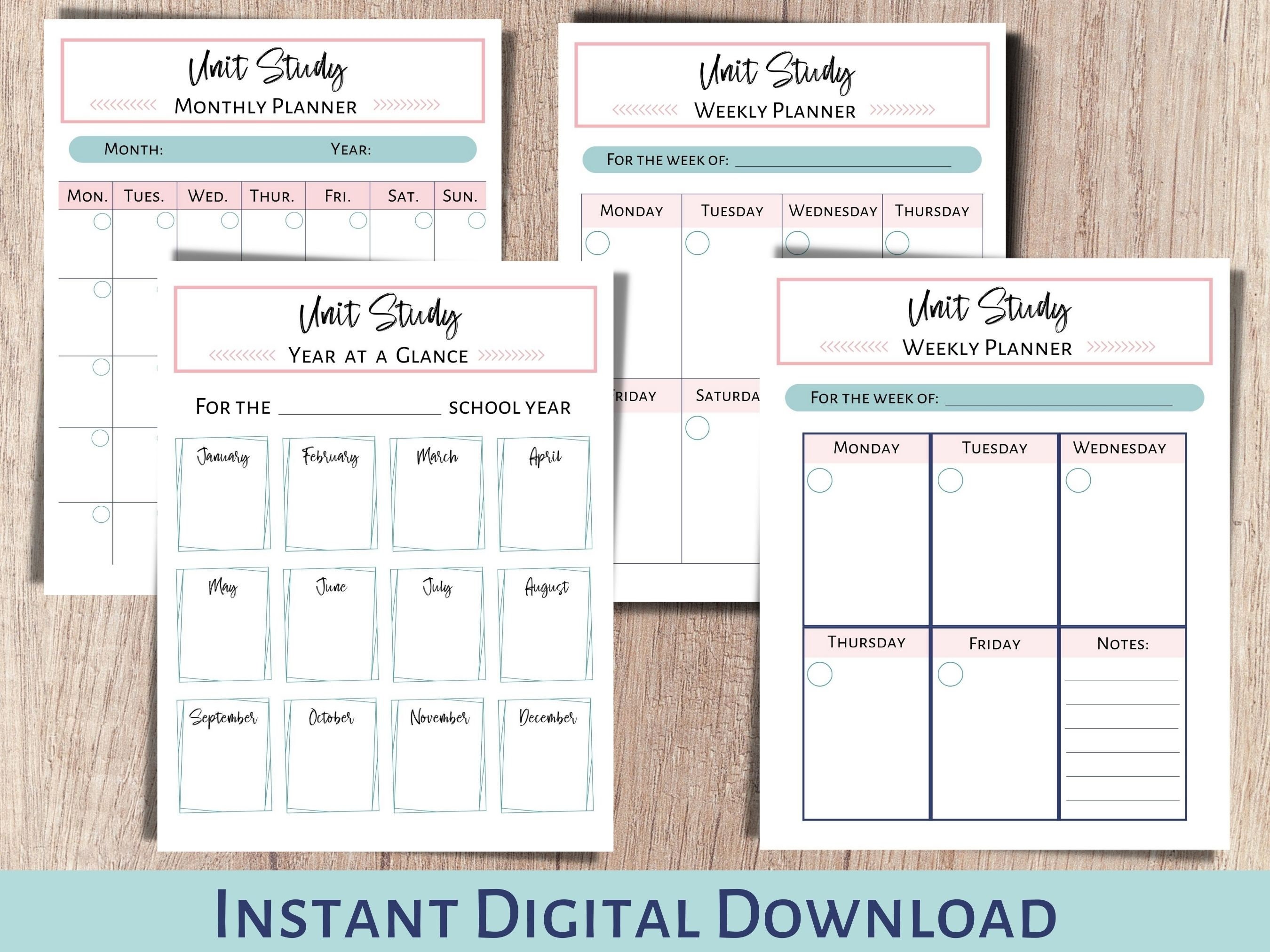 Unit Study Planner and Curriculum Planner Bundle Homeschool - Etsy