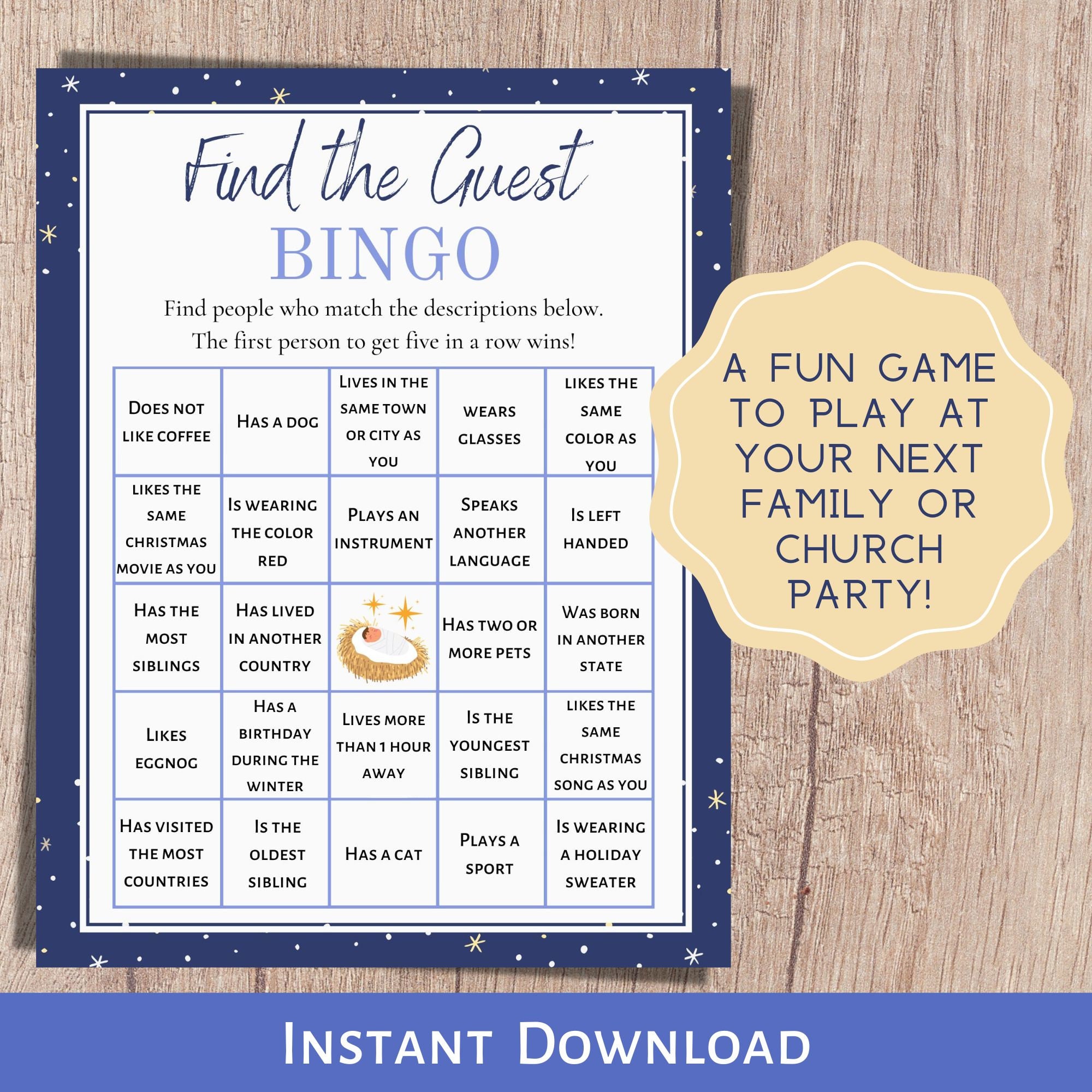 Christmas Party Game, Find the Guest, Christmas Bingo Game, Holiday ...