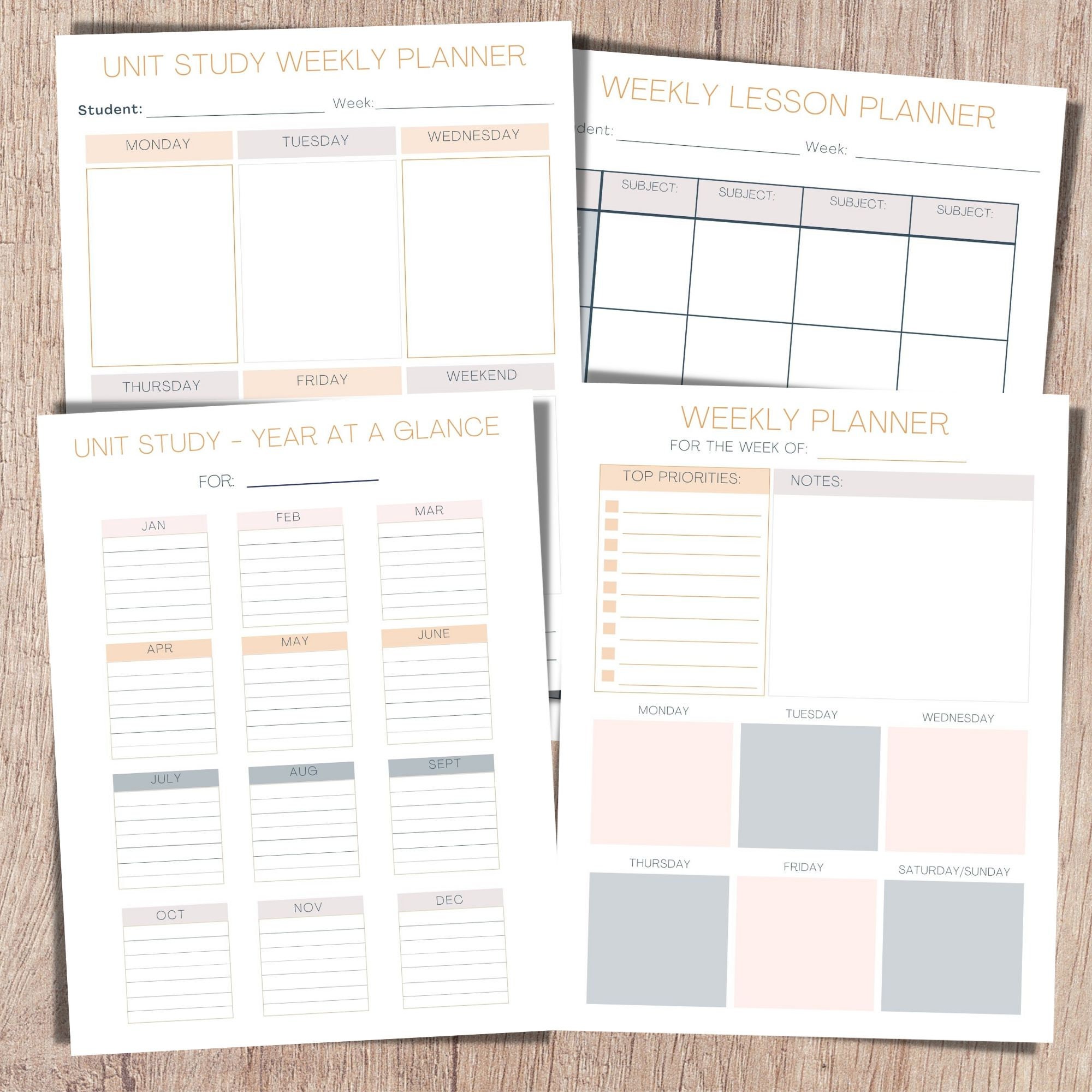 Unit Study Planner, Homeschool Lesson Planner, Printable Unit Plan ...