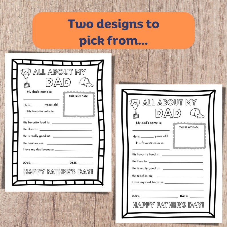 All About My Dad, Fathers Day Printable Craft, All About My Dad ...