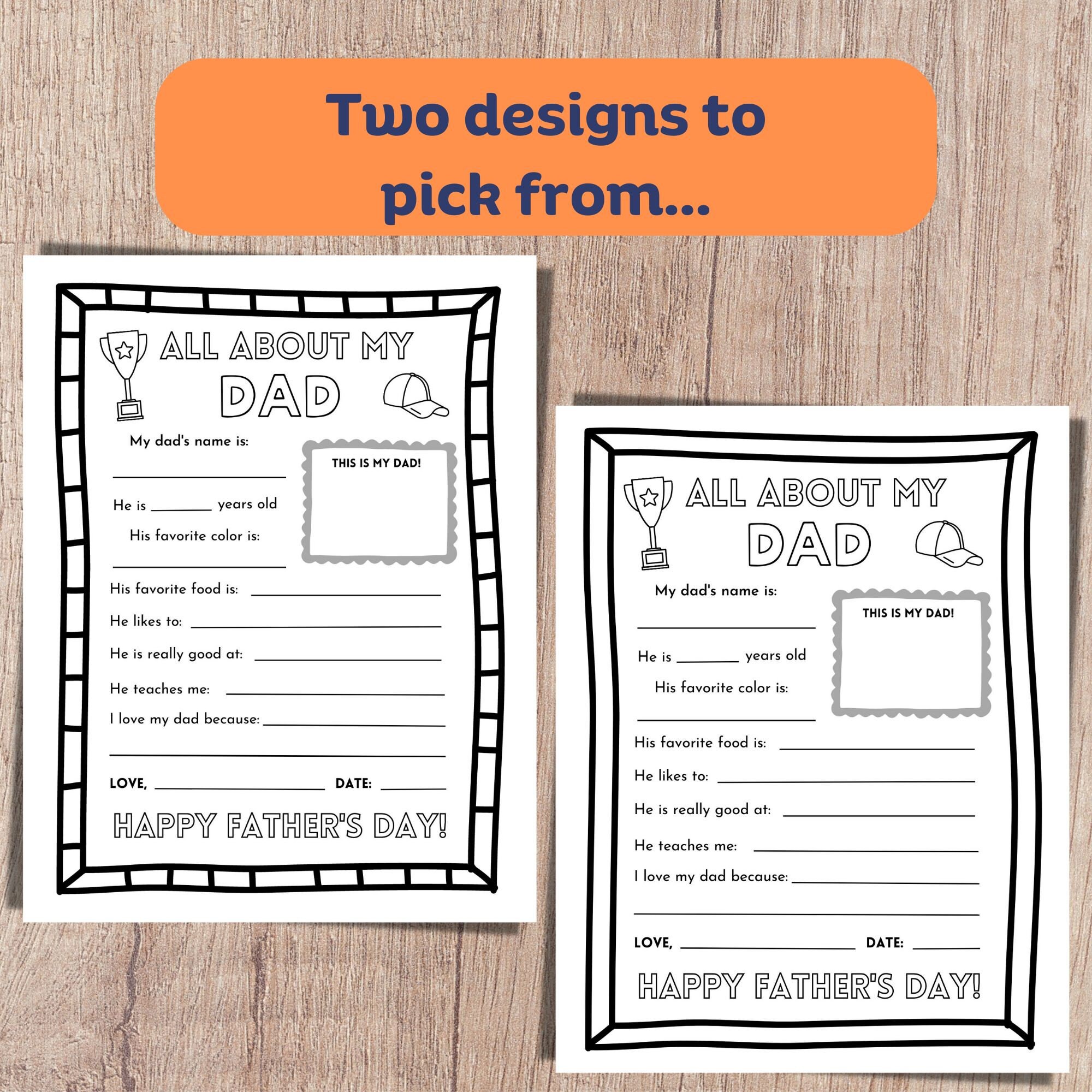 All About My Dad, Fathers Day Printable Craft, All About My Dad ...