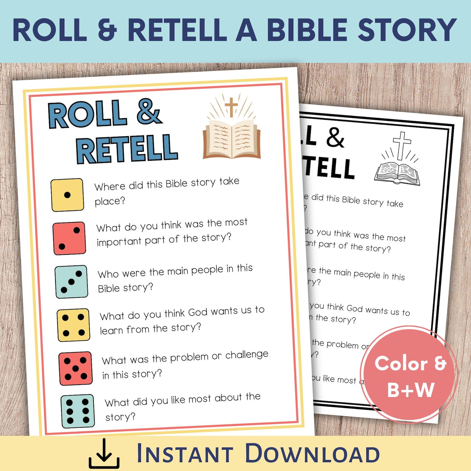Reading Games for Kids, Bible Story Games, Roll and Retell Bible Story ...