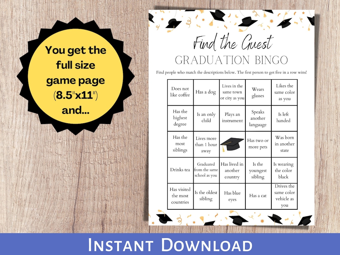Graduation Bingo Find the Guest Bingo Graduation Games - Etsy