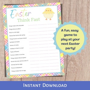 Easter Think Fast Game, Easter Games Printable, Easter Party Game ...