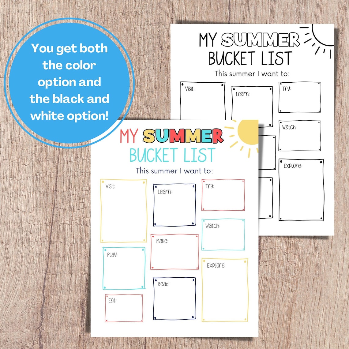 Summer Bucket List Printable, Kids Summer Activity, Summer Bucket List ...