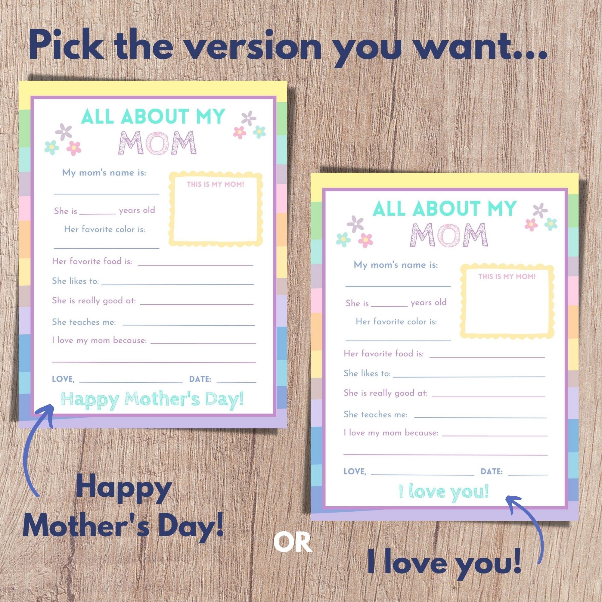 All About My Mom Printable, Printable Mother's Day Gift, Mom ...