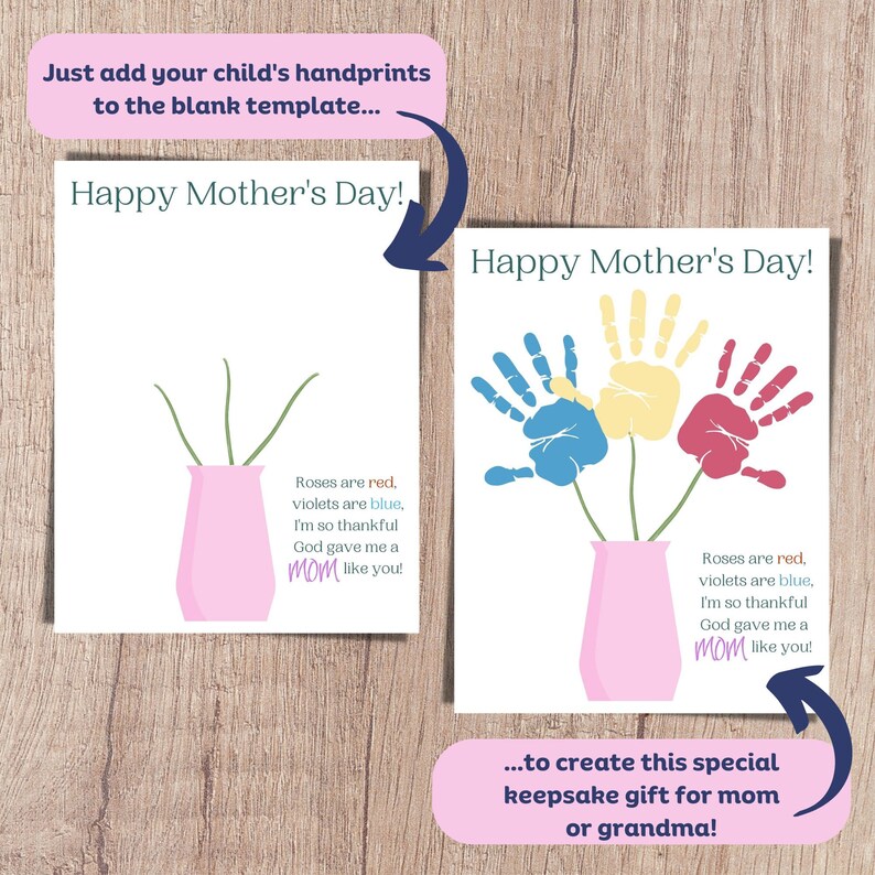 Mothers Day Handprint Printable, Religious Poem, Handprint Mothers Day ...