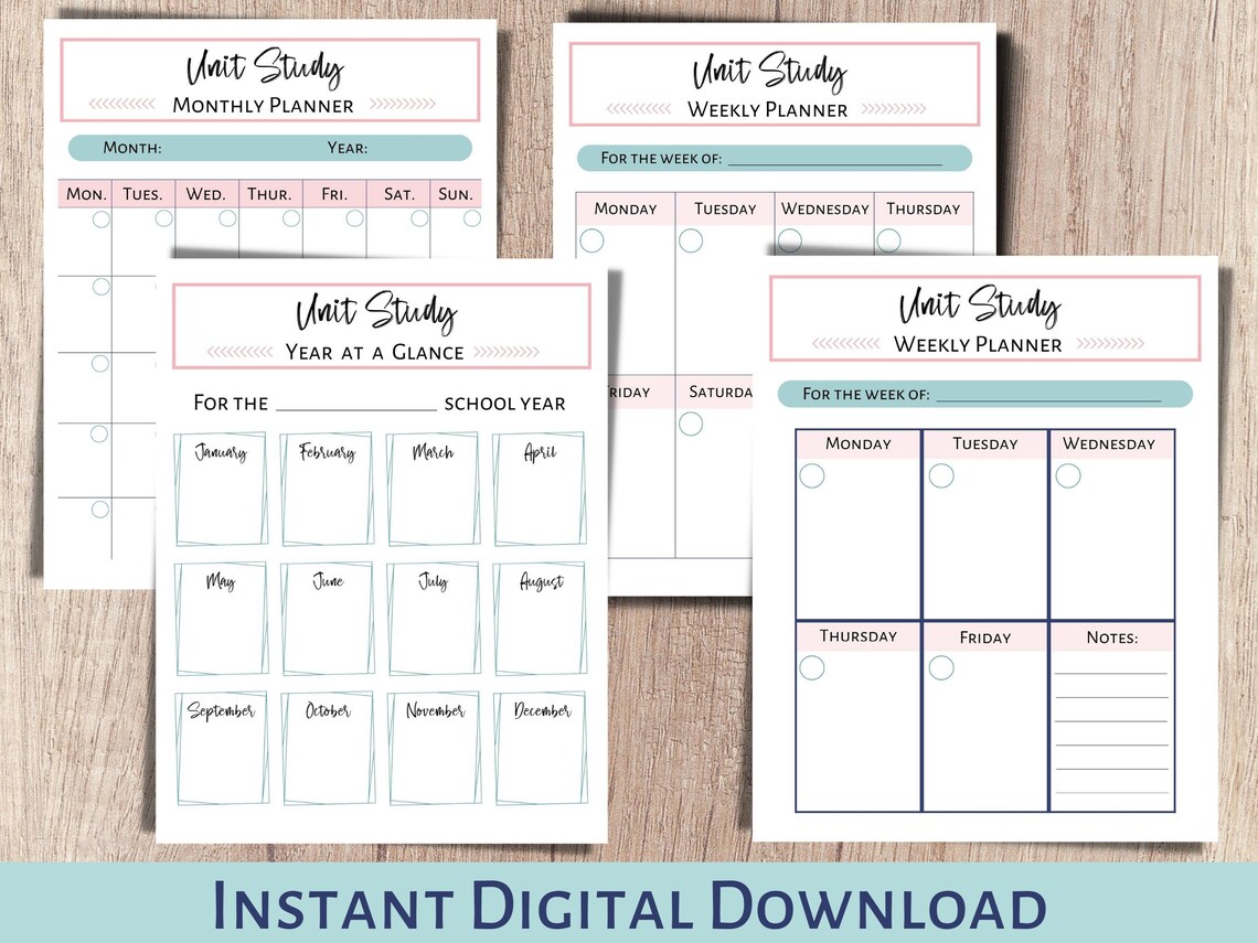 Printable Unit Study Planner Homeschool Lesson Planner - Etsy