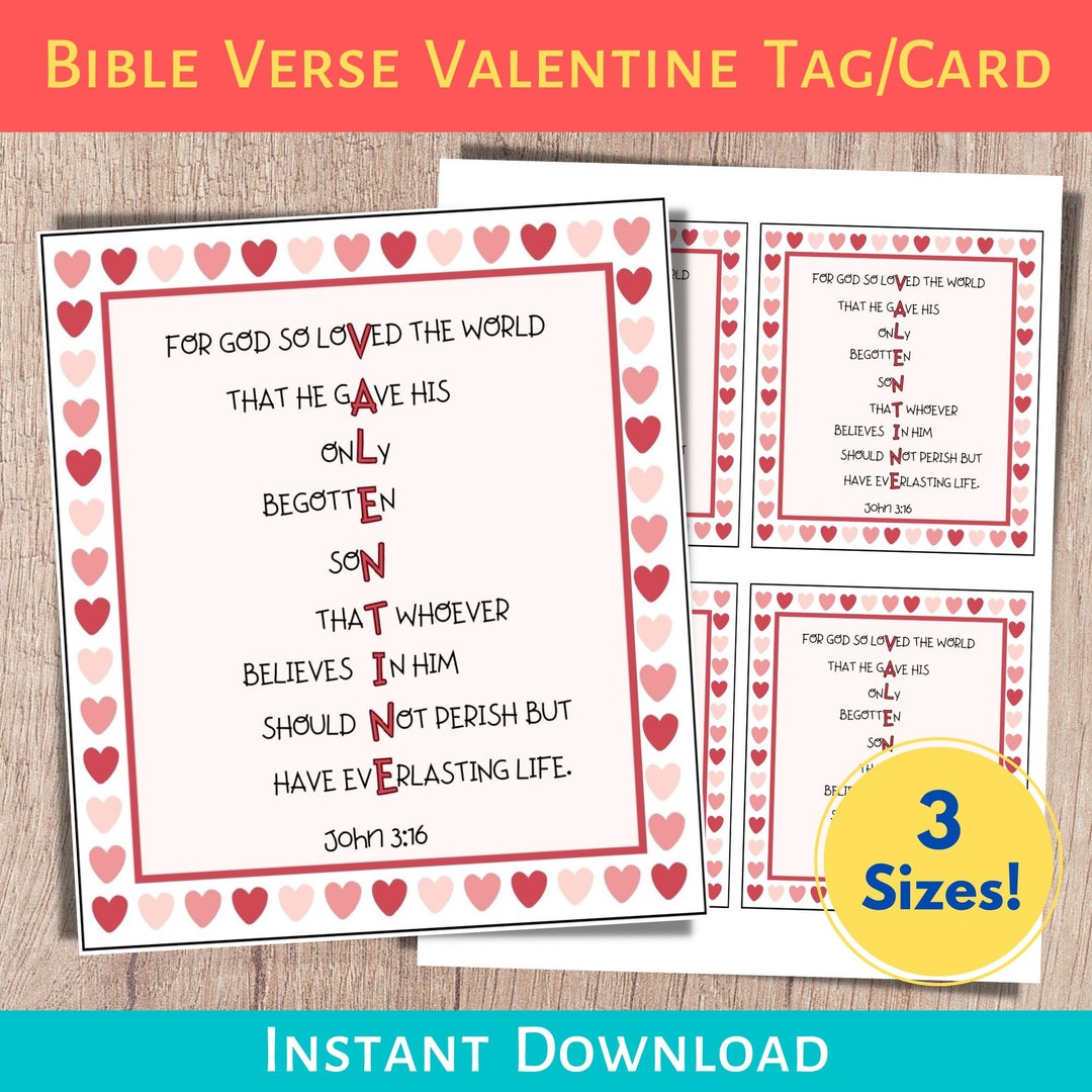 John 3:16 Valentine, Printable Bible Verse Valentine, Christian ...