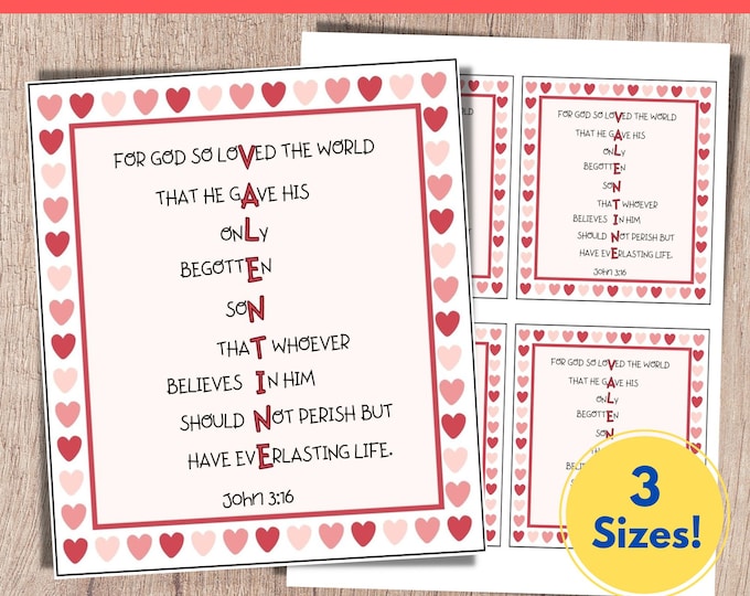 Christian Valentine Card, Printable Scripture Love Card, John 3:16 ...