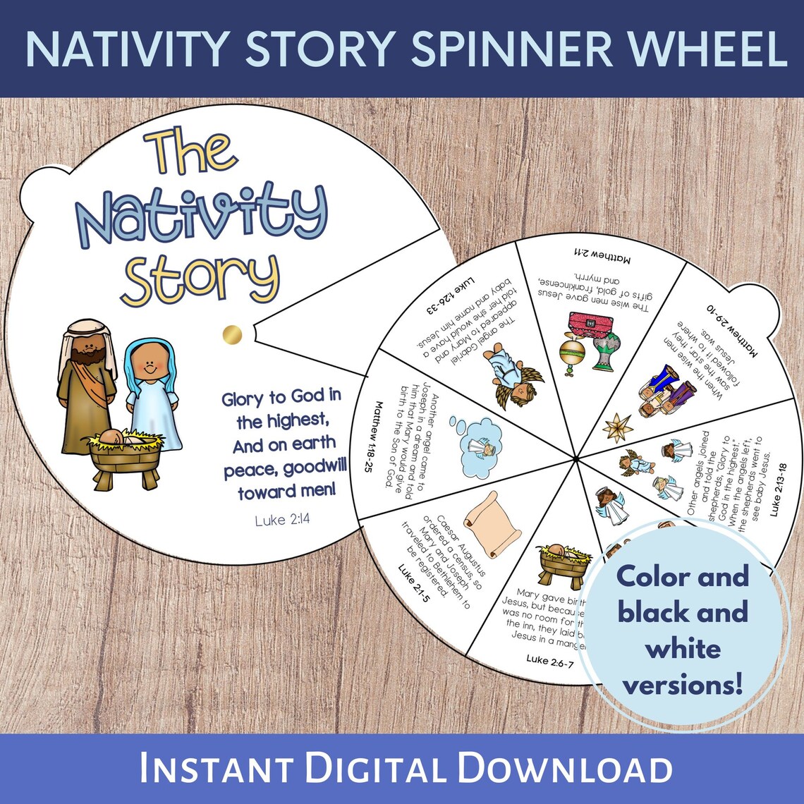 Nativity Story Wheel, Nativity Story Printable, Nativity Craft ...