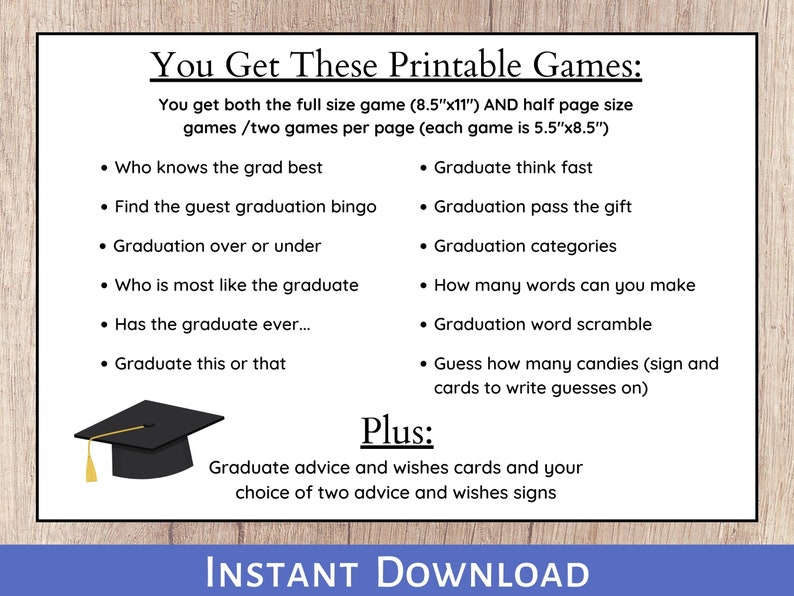 Graduation Games Graduation Bundle Printable Grad Game Pass - Etsy