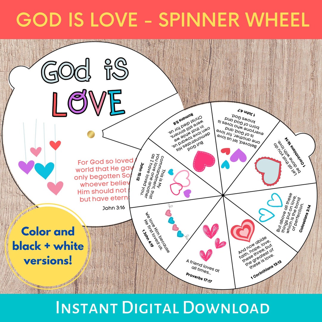 God is Love Craft, Spinner Wheel, Story Wheel, Sunday School Valentines ...