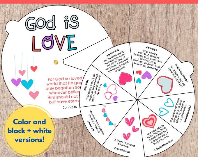 Love is Patient, Printable Bible Coloring Wheel, Valentines Day Sunday ...