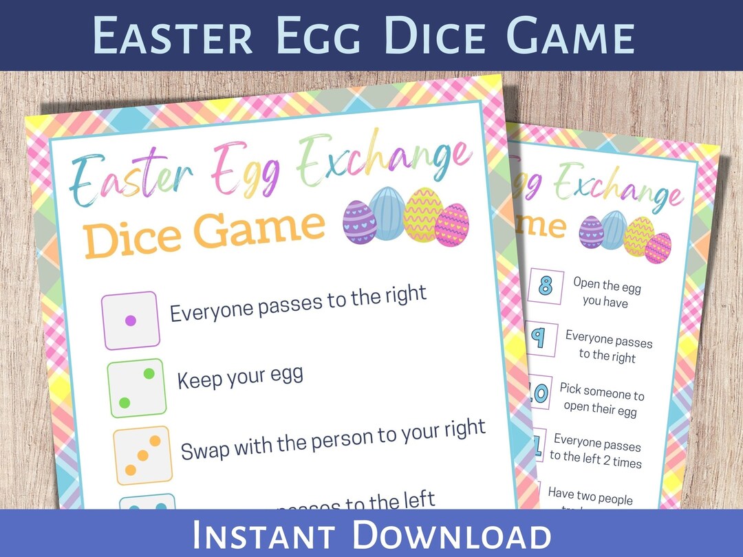 Easter Dice Game Easter Egg Exchange Dice Game Pass the - Etsy