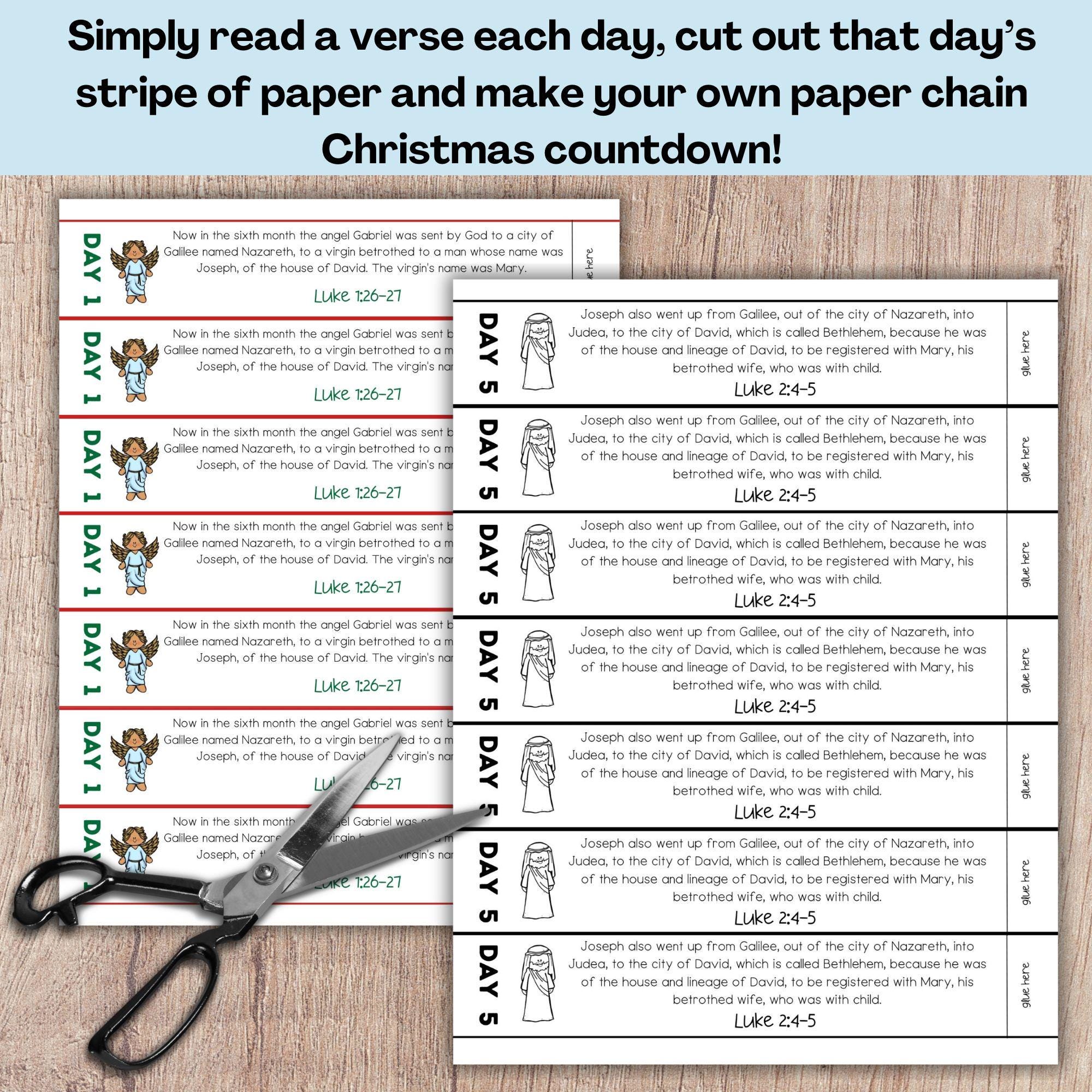 Paper Chain Advent Calendar, Nativity Printable, Classroom Advent ...