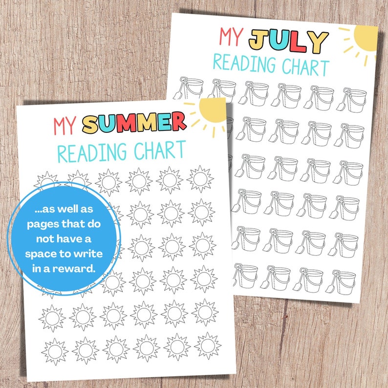 Summer Reading Chart, Summer Reading Challenge, Reading Log for Kids ...