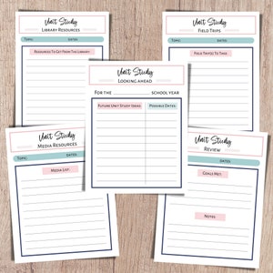 Printable Unit Study Planner, Homeschool Lesson Planner, Printable Unit ...