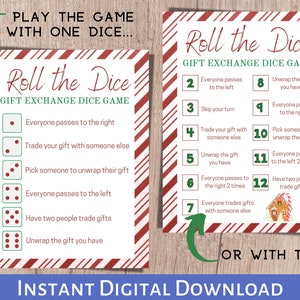 Christmas Dice Game, Holiday Gift Exchange Game, Christmas Party Game ...