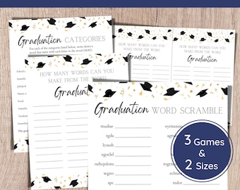 Graduation Party Game Bundle of 4, Answer Key Included, Graduation ...