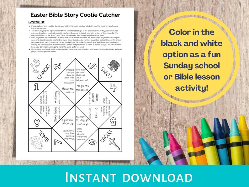 Easter Bible Story Cootie Catcher Easter Bible Game Easter - Etsy